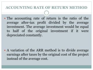 Capital budgeting techniques: NPV,IRR,ARR | PPT