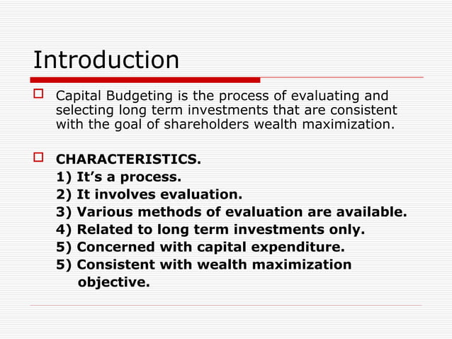 capital budgeting ppt for MBA/BBA Students | PPT