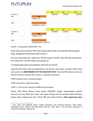 Internal rate of return perhitungannya sederhana namun tidak sederhana ...