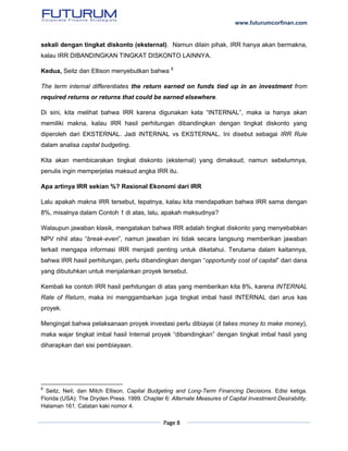 Internal rate of return perhitungannya sederhana namun tidak sederhana ...
