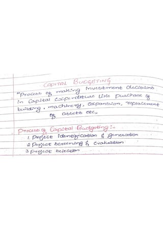 capital budgeting handwritten IN FINANCIAL MANAGEMENT | PDF