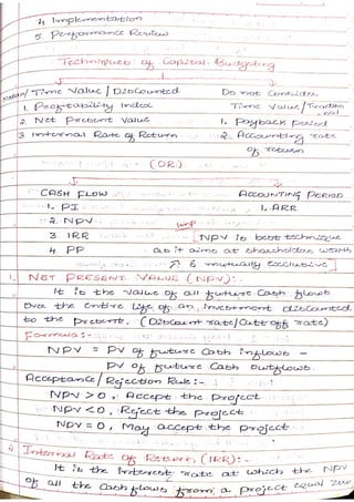 capital budgeting handwritten IN FINANCIAL MANAGEMENT | PDF