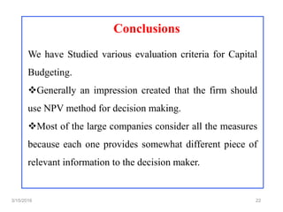 Capital budgeting ppt | PPSX