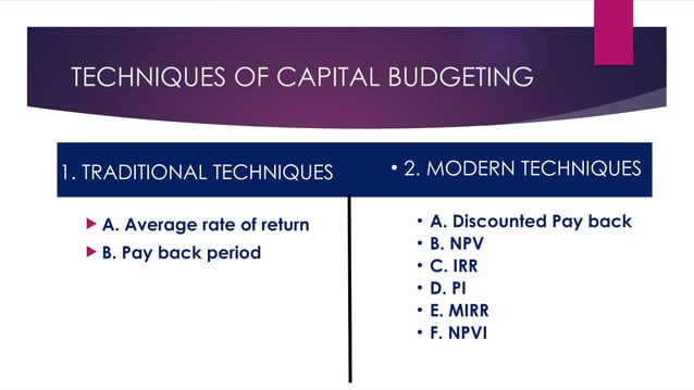 CAPITAL BUDGETING introduction and techniques | PPTX | Business Accounting & Finance | Business