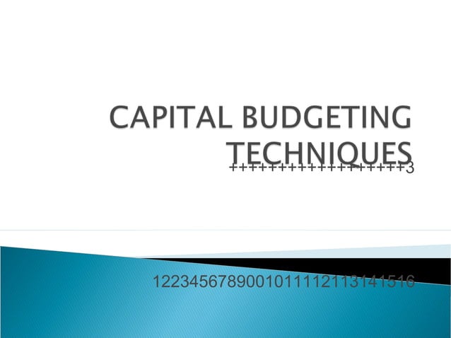Capital budgeting techniques | PPT