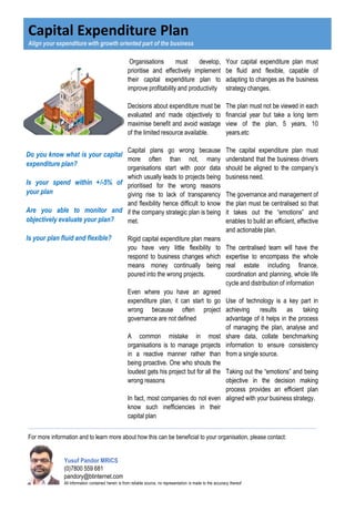 Capital expenditure plan | PDF