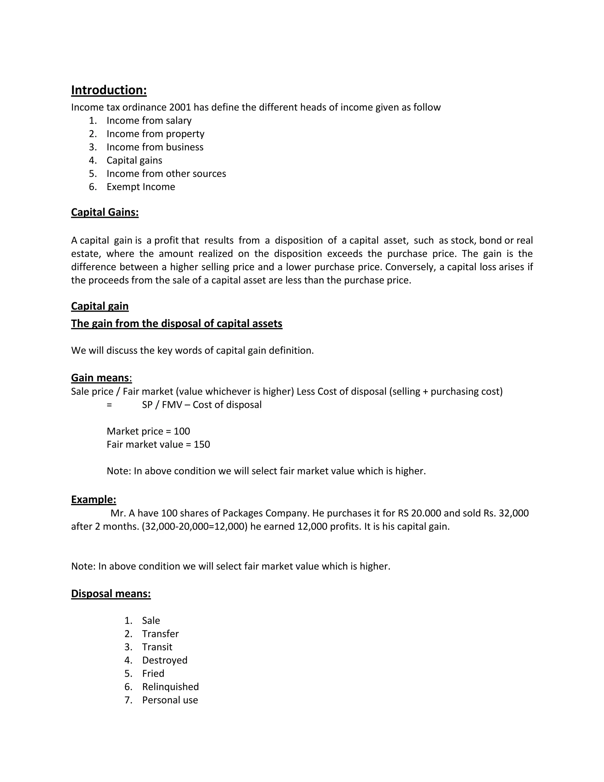 Capital gain | DOCX