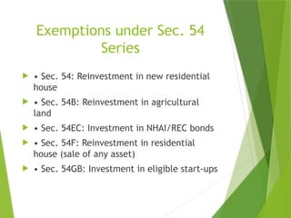 Capital Gains Income Under Income Tax Act, 1961 | PPTX
