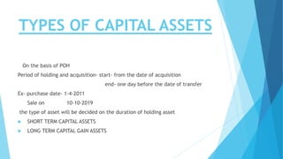 Capital gain (types of capital assets) | PDF