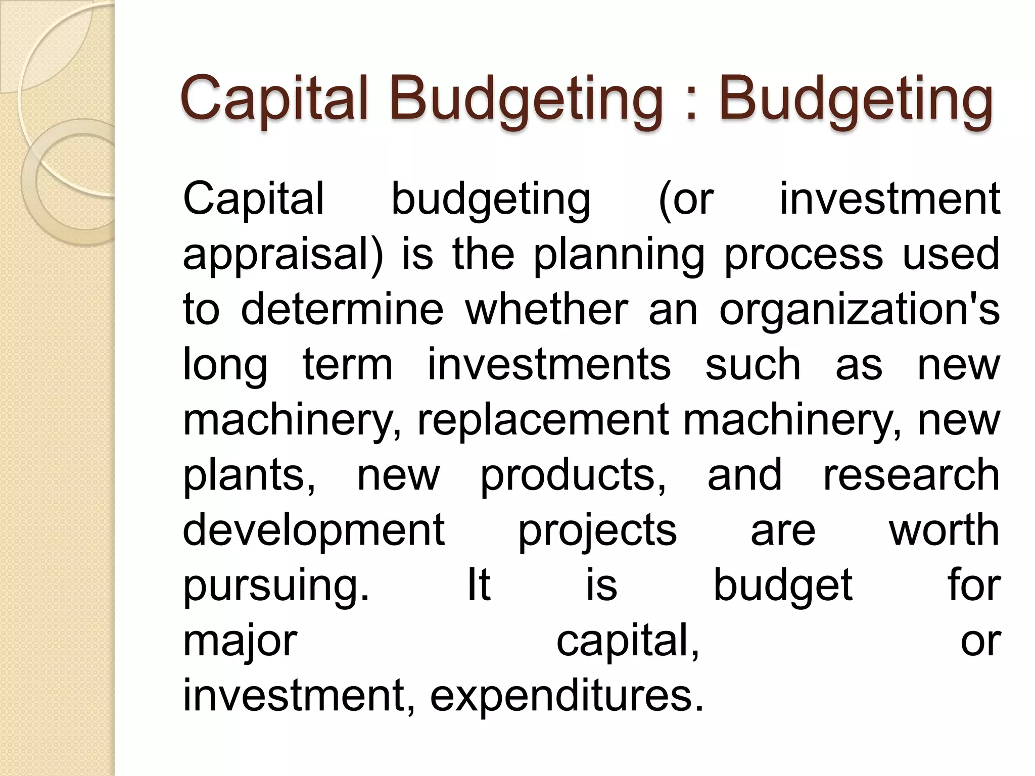 Capital Investment And Budgeting | PPTX