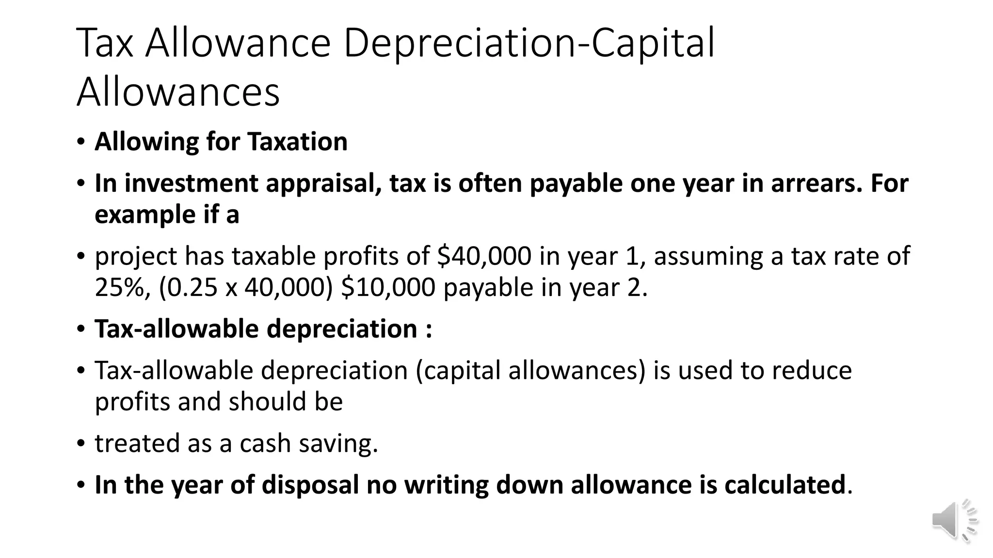 Capital investment appraisal- tax allowable depreciation-ACCA F9 | PPTX