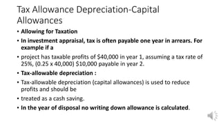 Capital investment appraisal- tax allowable depreciation-ACCA F9 | PPTX
