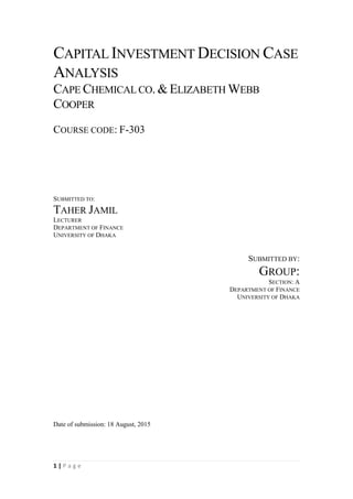 Capital investment decision (cid) case solution | PDF