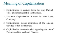capitalisation for Financial Management. | PPT