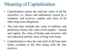capitalisation for Financial Management. | PPTX
