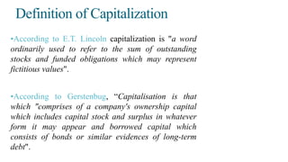 capitalisation financial management fm | PPTX
