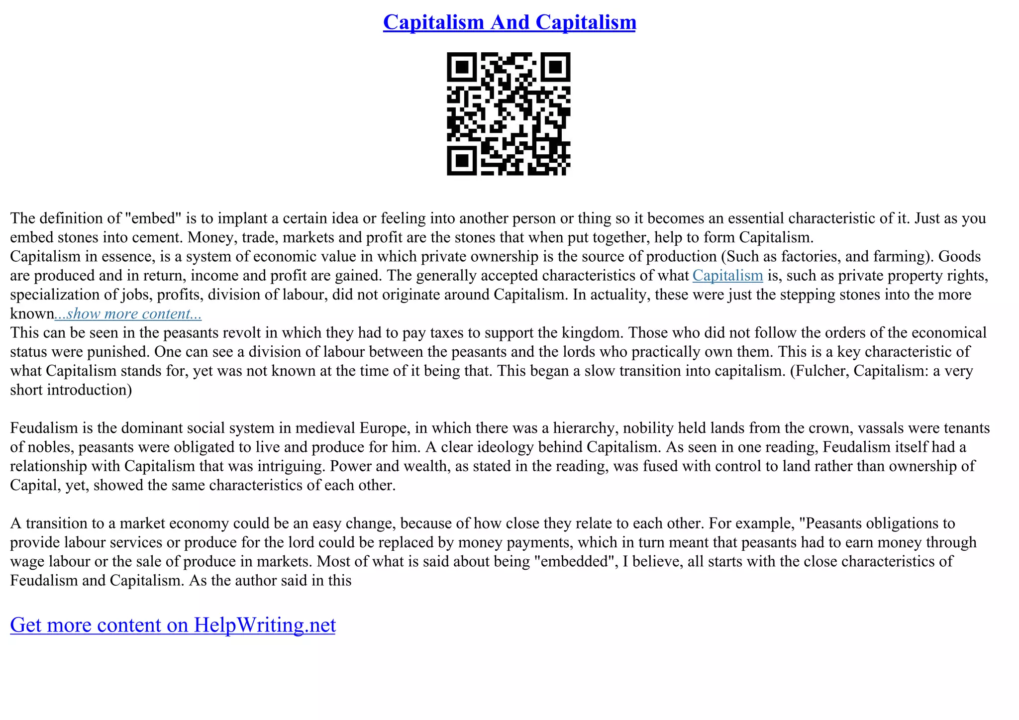 Capitalism And Capitalism | PDF