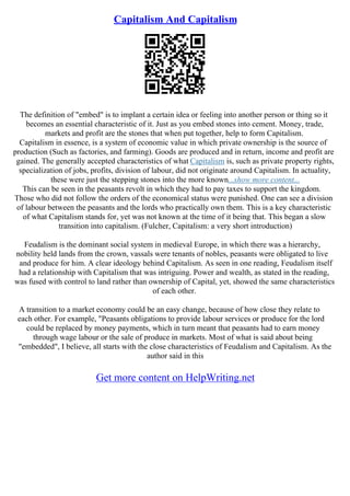 Capitalism Essay | PDF