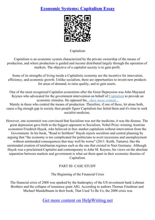 Capitalism Essay | PDF