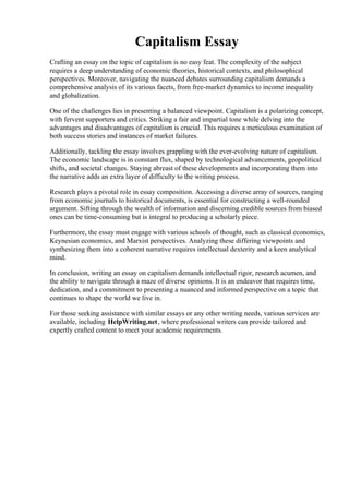 Capitalism Essay | PDF