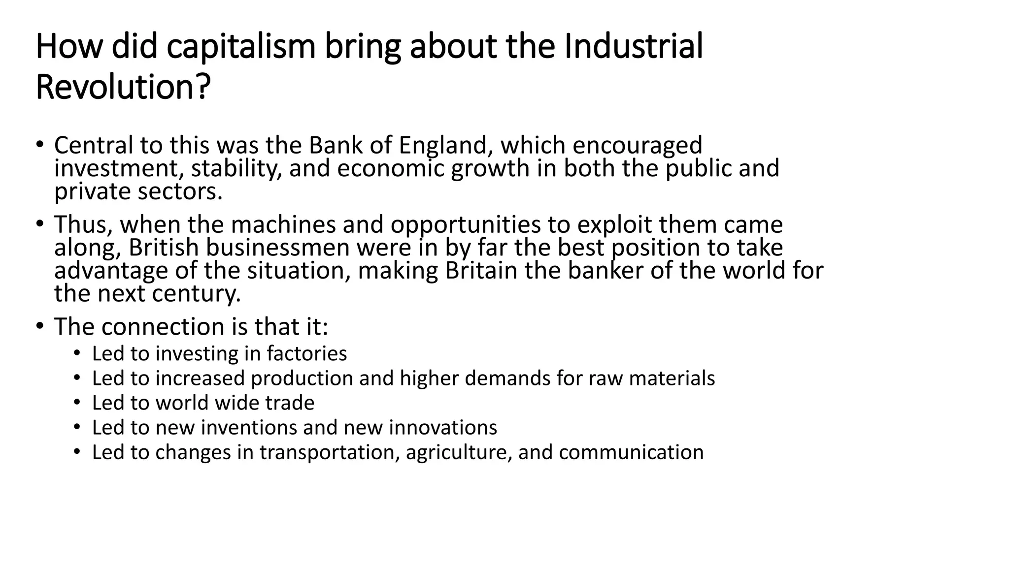 Capitalism in industrial revolution | PPT