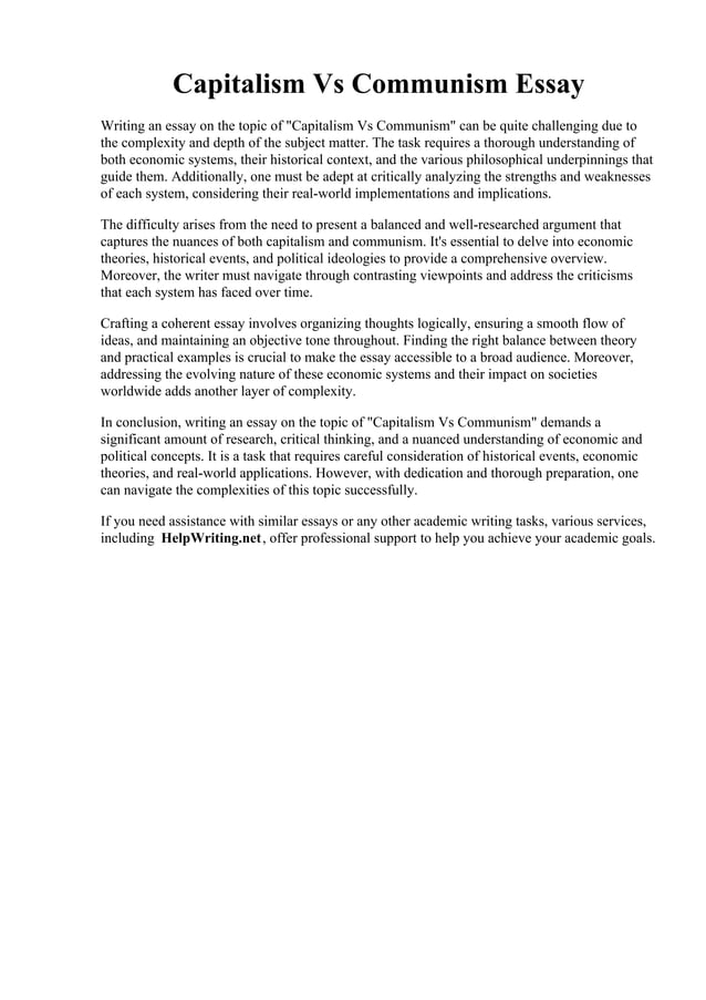 Capitalism Vs Communism Essay | PDF