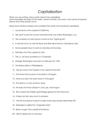 Capitalization 8 | PDF | North America Travel | Travel Locations