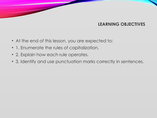 Capitalization and Punctuation Marks Designed | PPTX