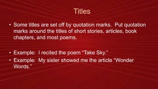 Capitalization and Punctuation Unit 5 | PPTX