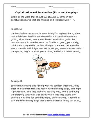 Capitalization and punctuation worksheet | PDF