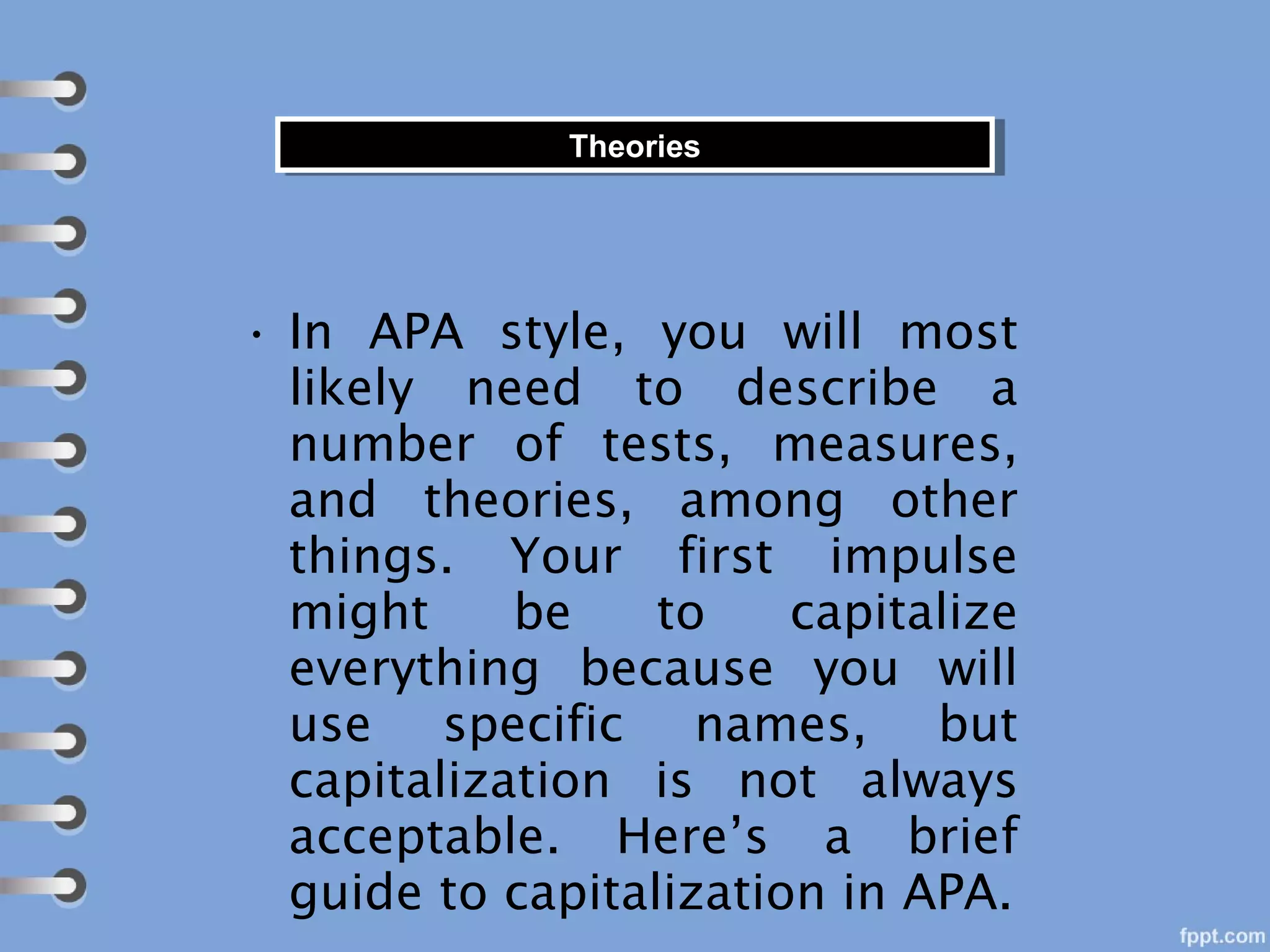 Capitalization in apa style | PPT