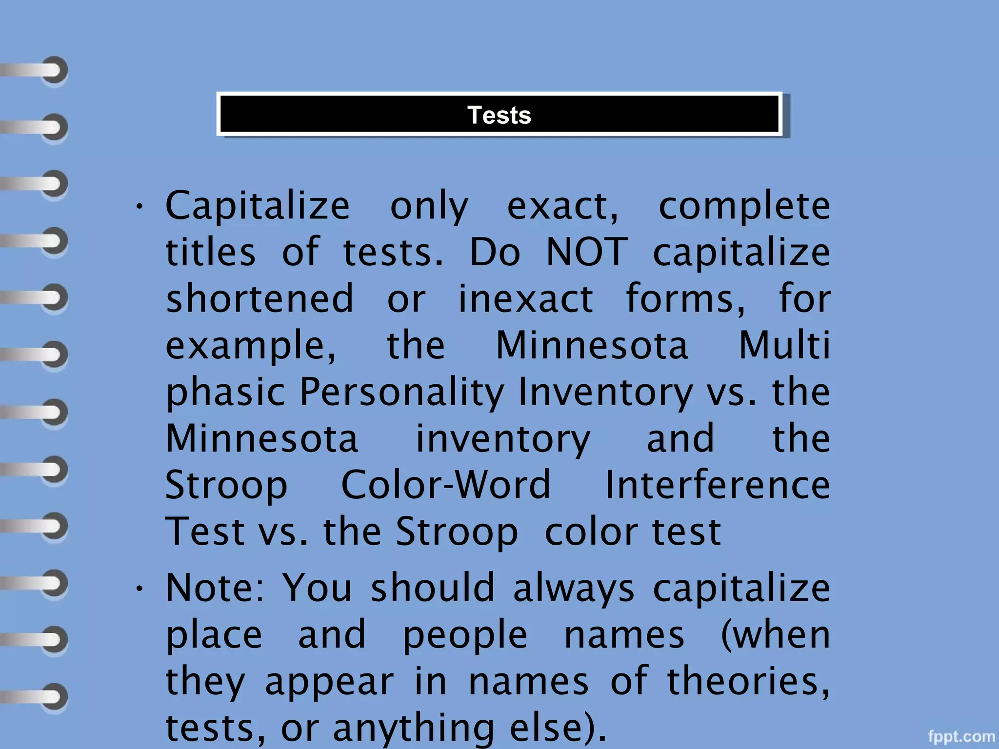 Capitalization in apa style | PPT