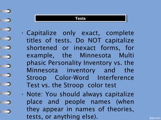 Capitalization in apa style | PPT
