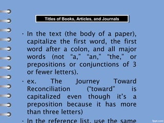 Capitalization in apa style | PPT