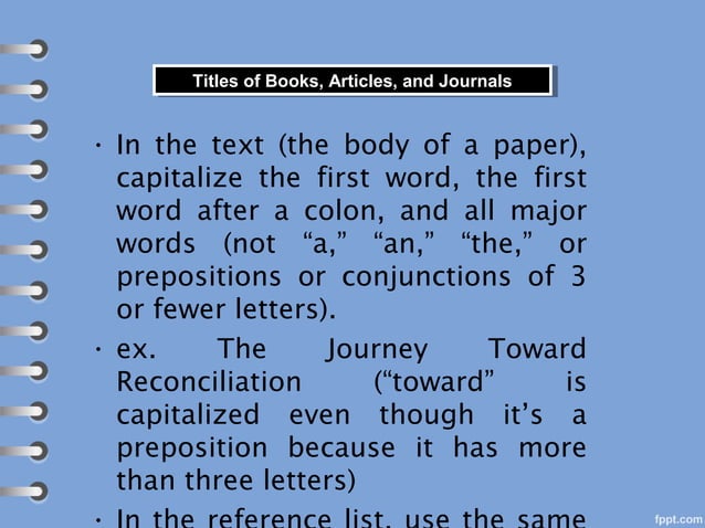 Capitalization in apa style | PPT