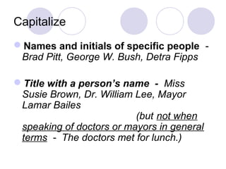 Capitalization Rules | PPT
