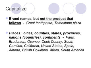 Capitalization Rules | PPT
