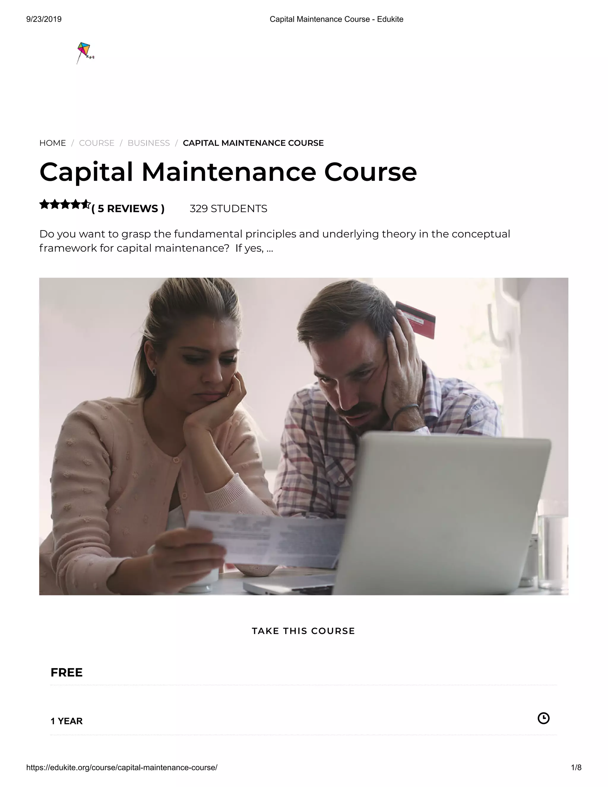 Capital Maintenance Course - Edukite | PDF