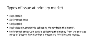 Capital market, Types of issue at primary market,Book Building | PPTX