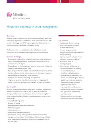 Mindtree's expertise in asset management. | PDF