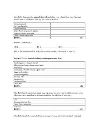 Life Insurance Capital Needs Analysis | PDF