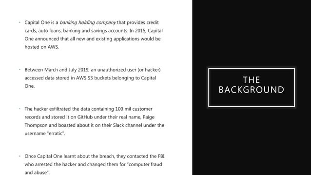 Capital One Data Breach | PPTX | Cloud Computing | Internet