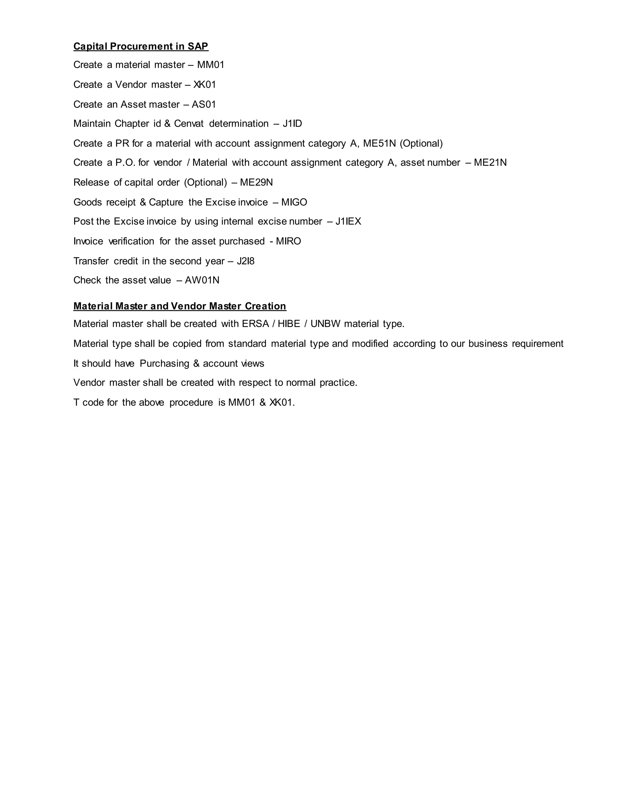 Capital procurement in sap | DOCX