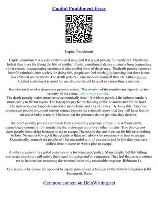 Capital Punishment Essay Topics | PDF