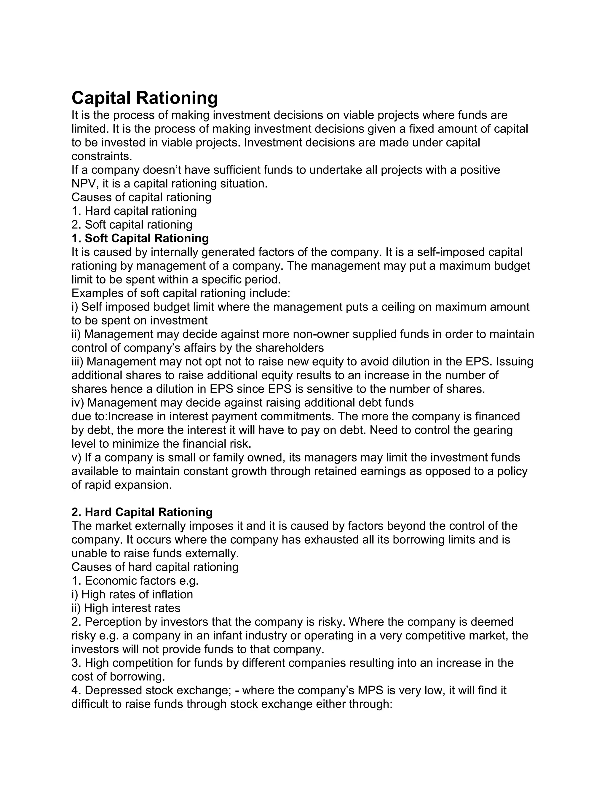 Capital rationing | DOCX