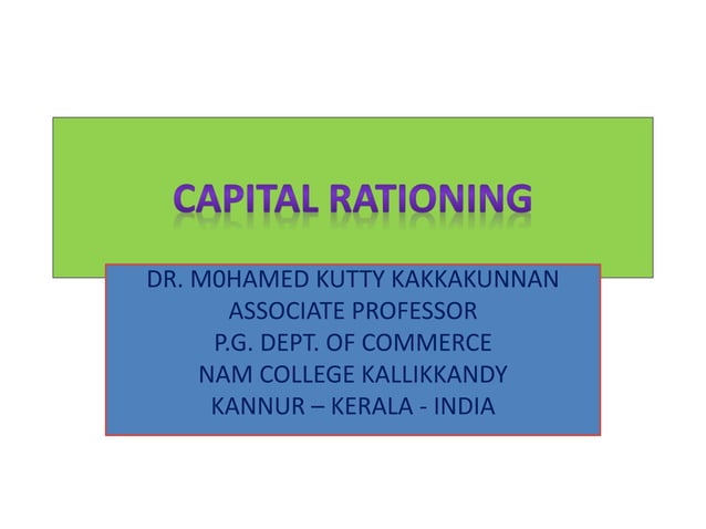 Capital rationing | PPTX