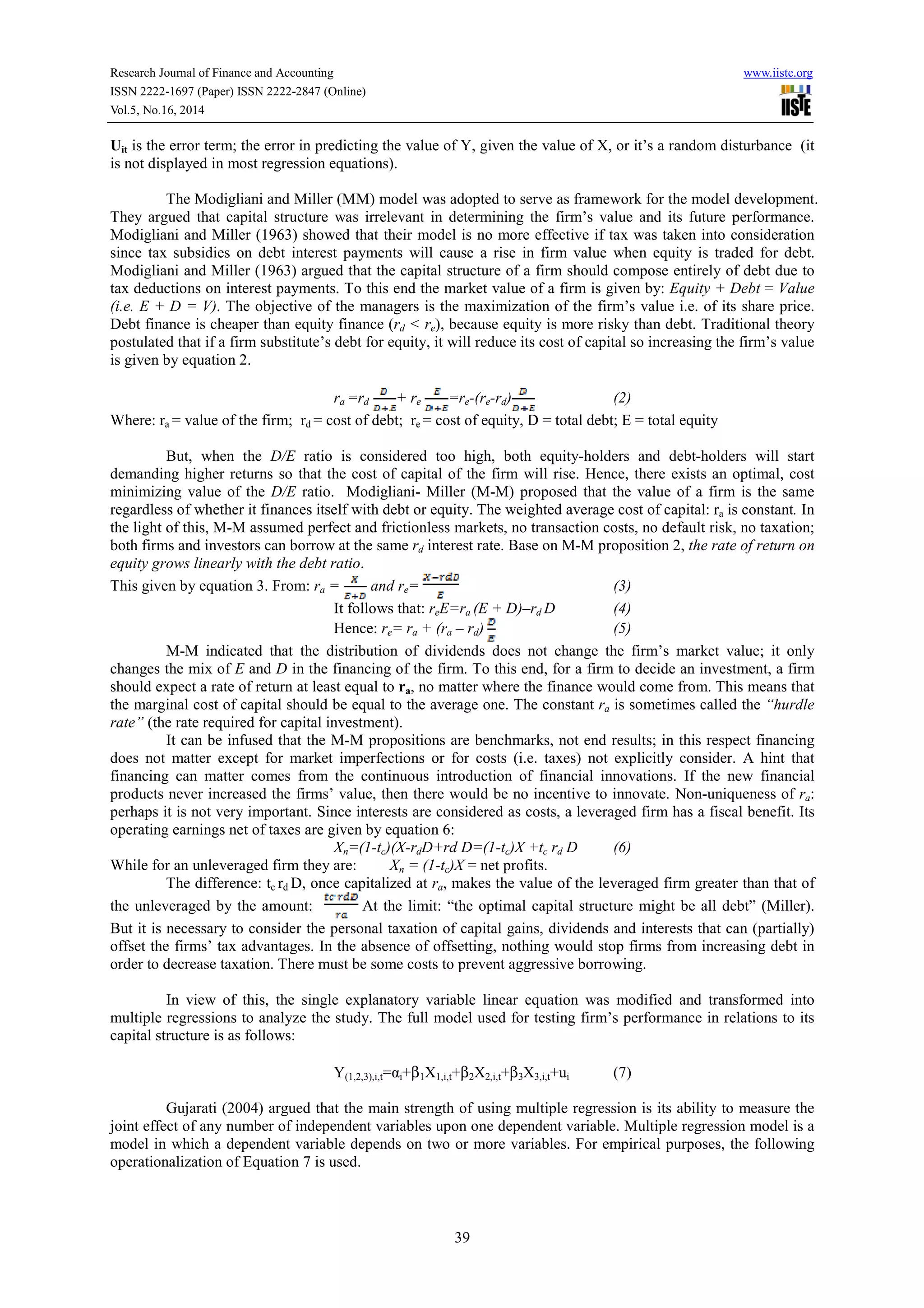 Capital structure and firm performance | PDF