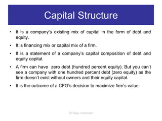 Capital structure and theories raju indukoori | PPT