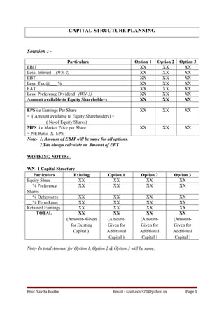 Capital structure planning format | PDF