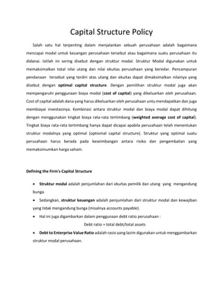 Capital Structure Policy/abshor.marantika/Aurora Stephani Siahaan/3-03 | PDF